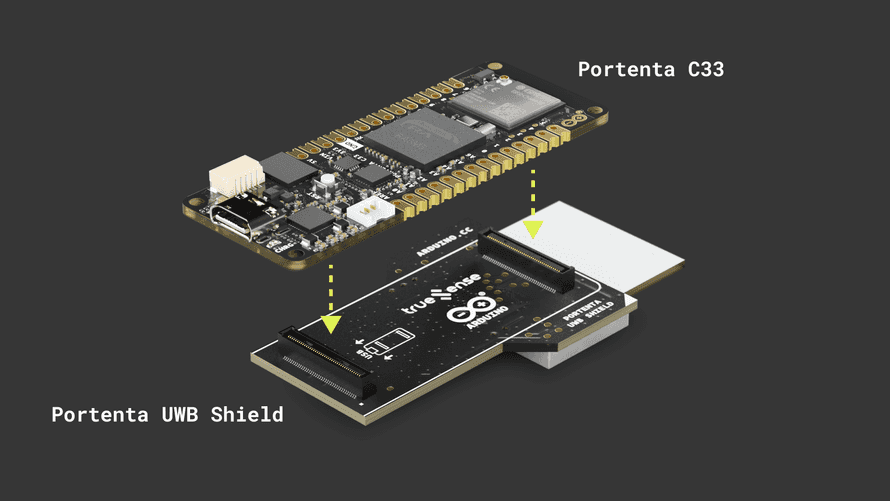 Connecting the Portenta UWB Shield to the Portenta C33 board