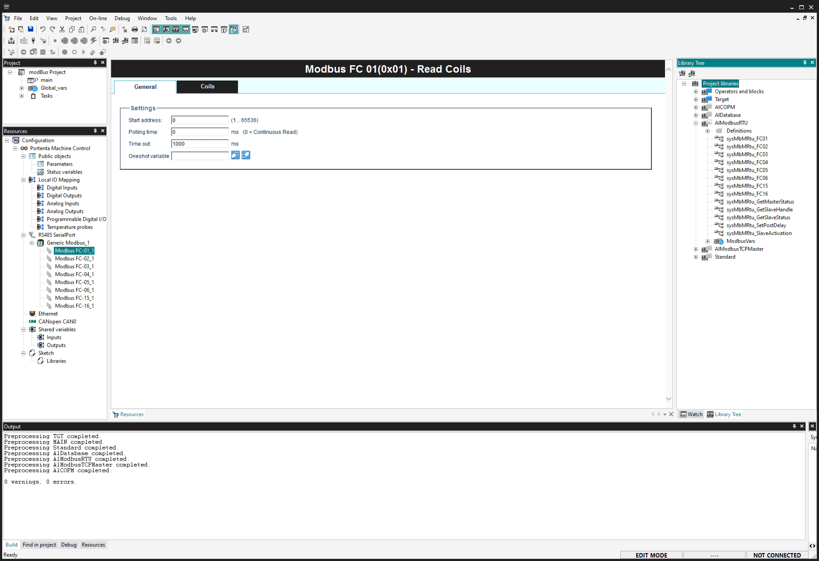 Modbus item general configuration