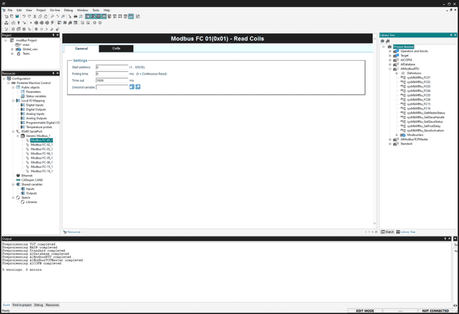 Modbus item general configuration