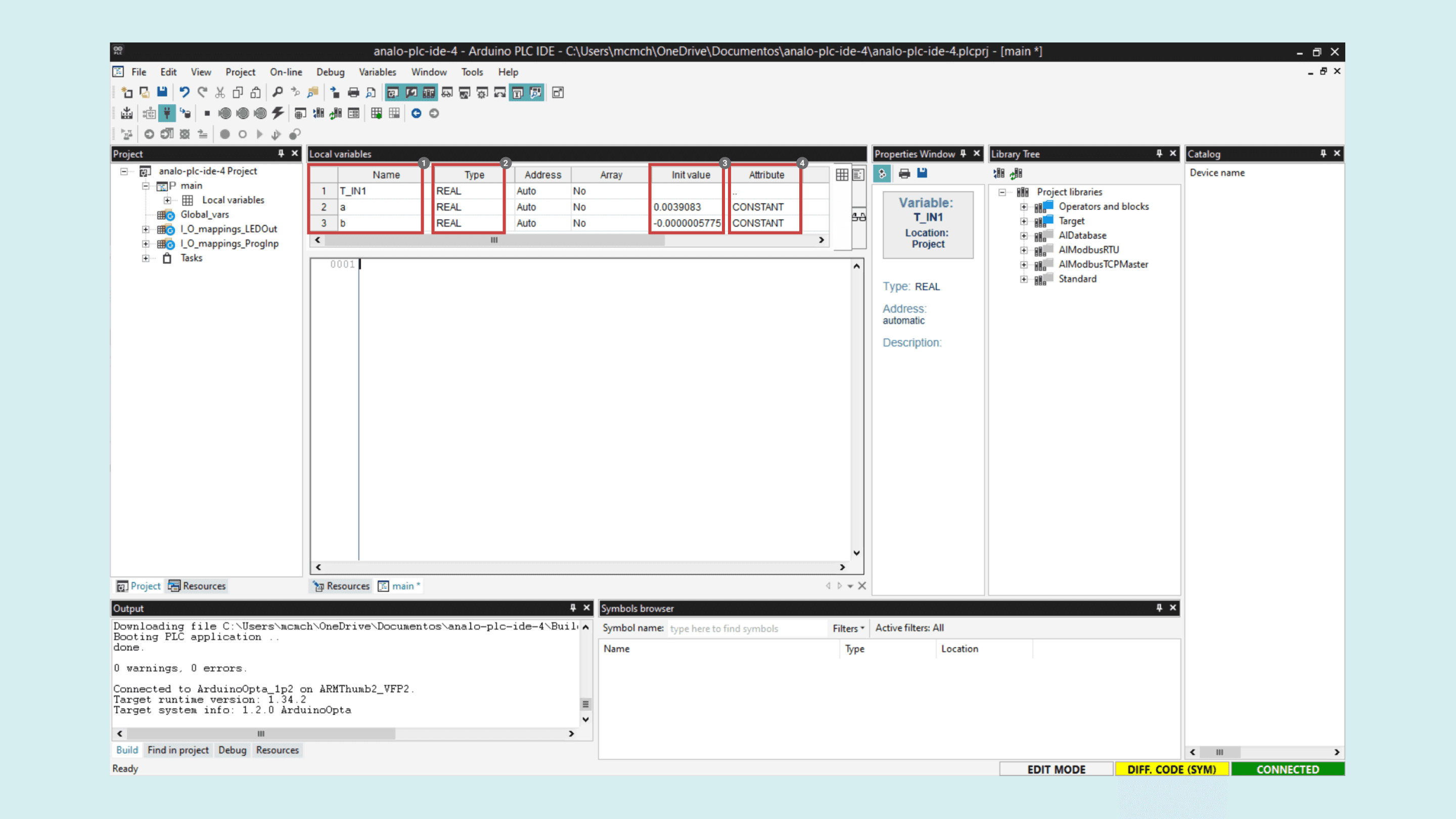 Set up local variable