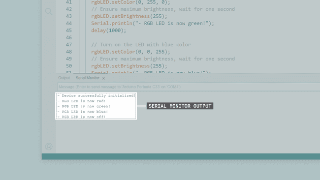 Example sketch output in the Arduino IDE's Serial Monitor
