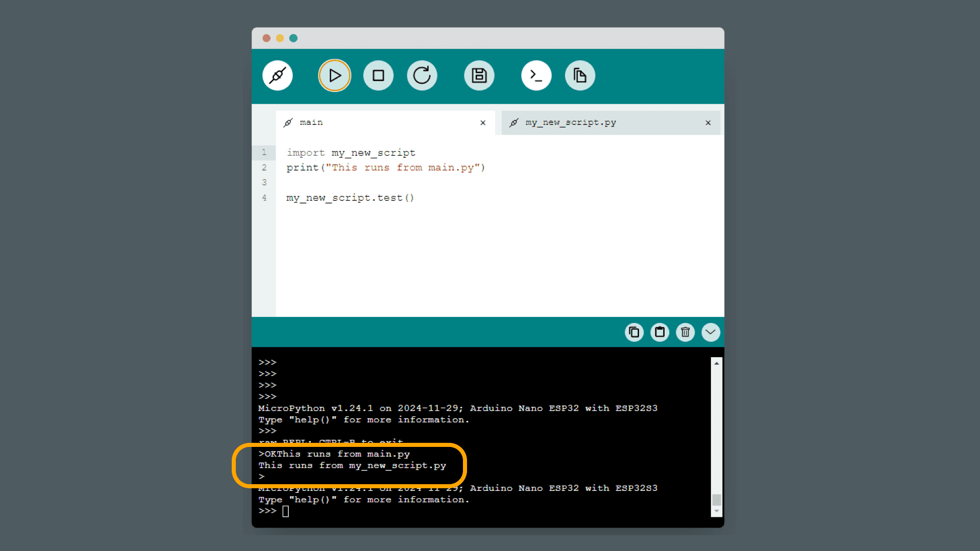 Import code from a script.