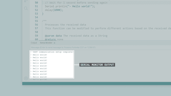 Example sketch output in the Arduino IDE's Serial Monitor
