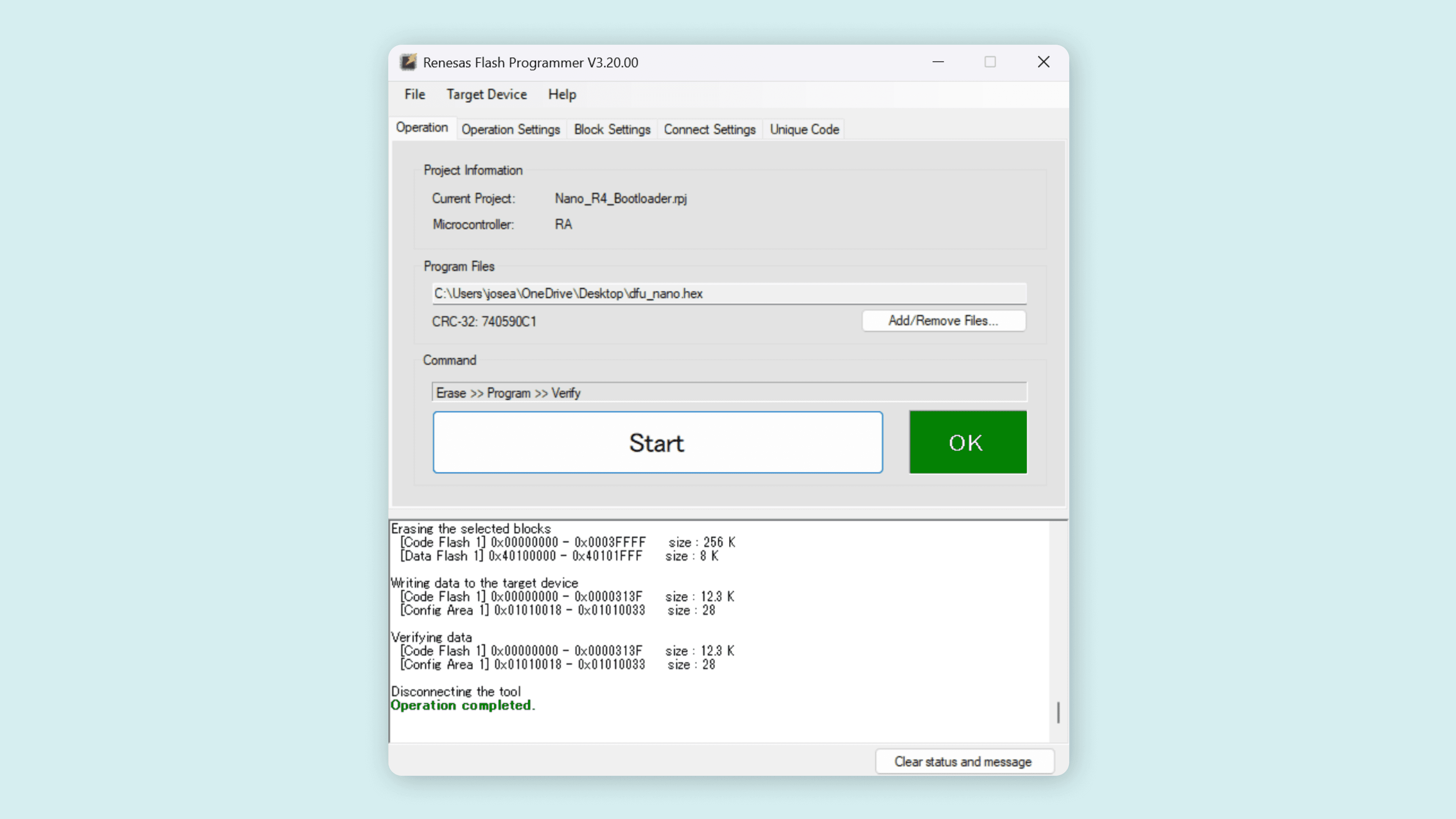 Renesas Flash Programmer tool