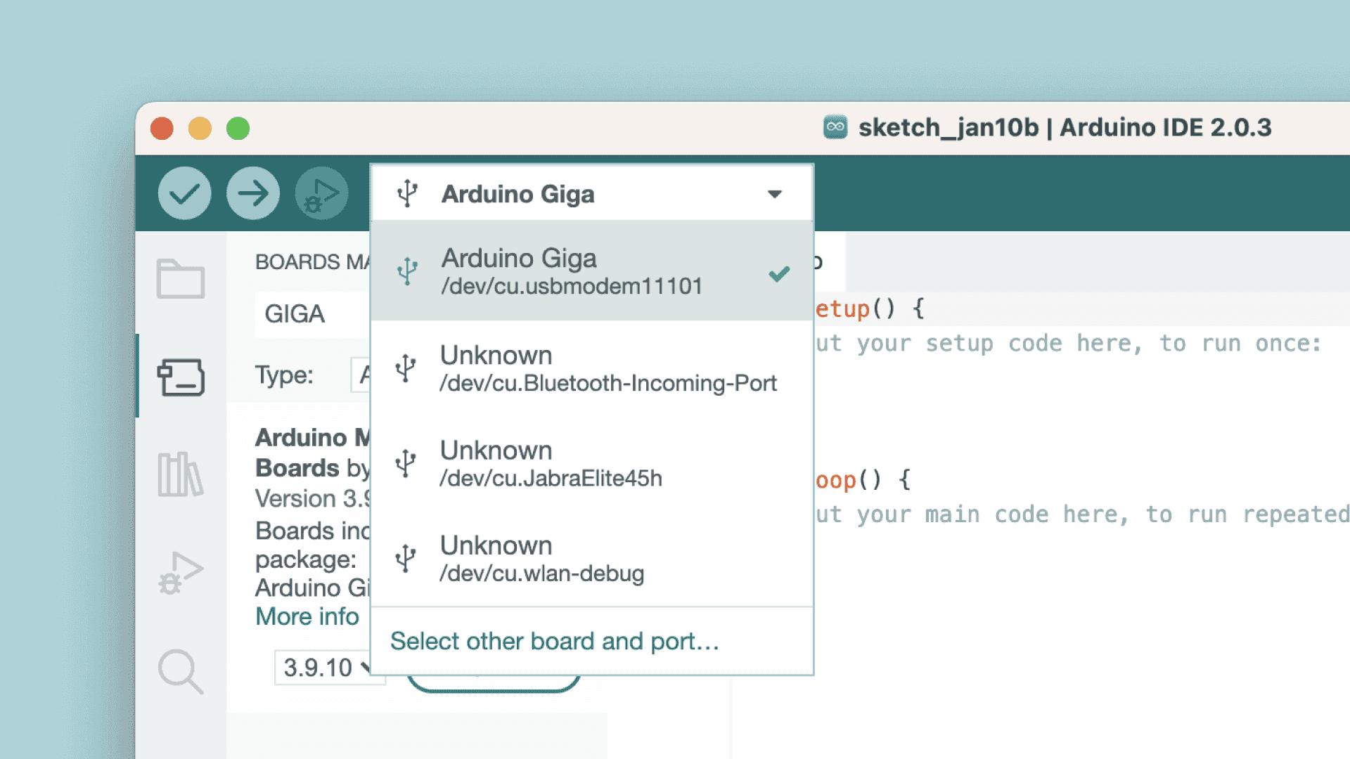 Arduino GIGA board found.