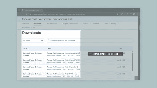 Renesas Flash Programmer download page