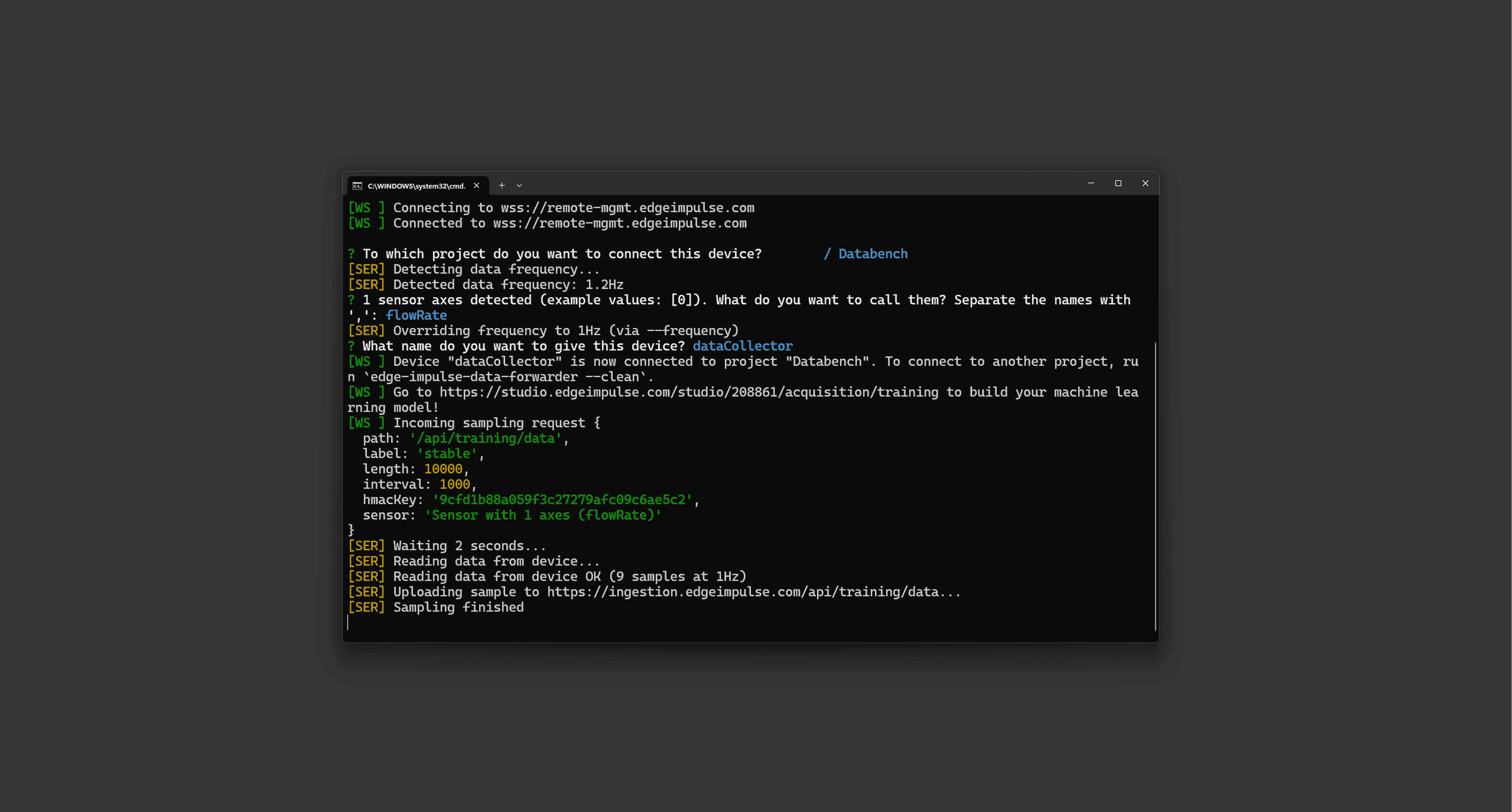 Data acquisition with Edge Impulse