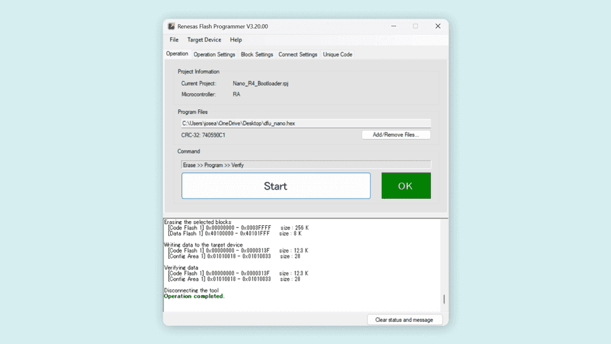 Renesas Flash Programmer tool