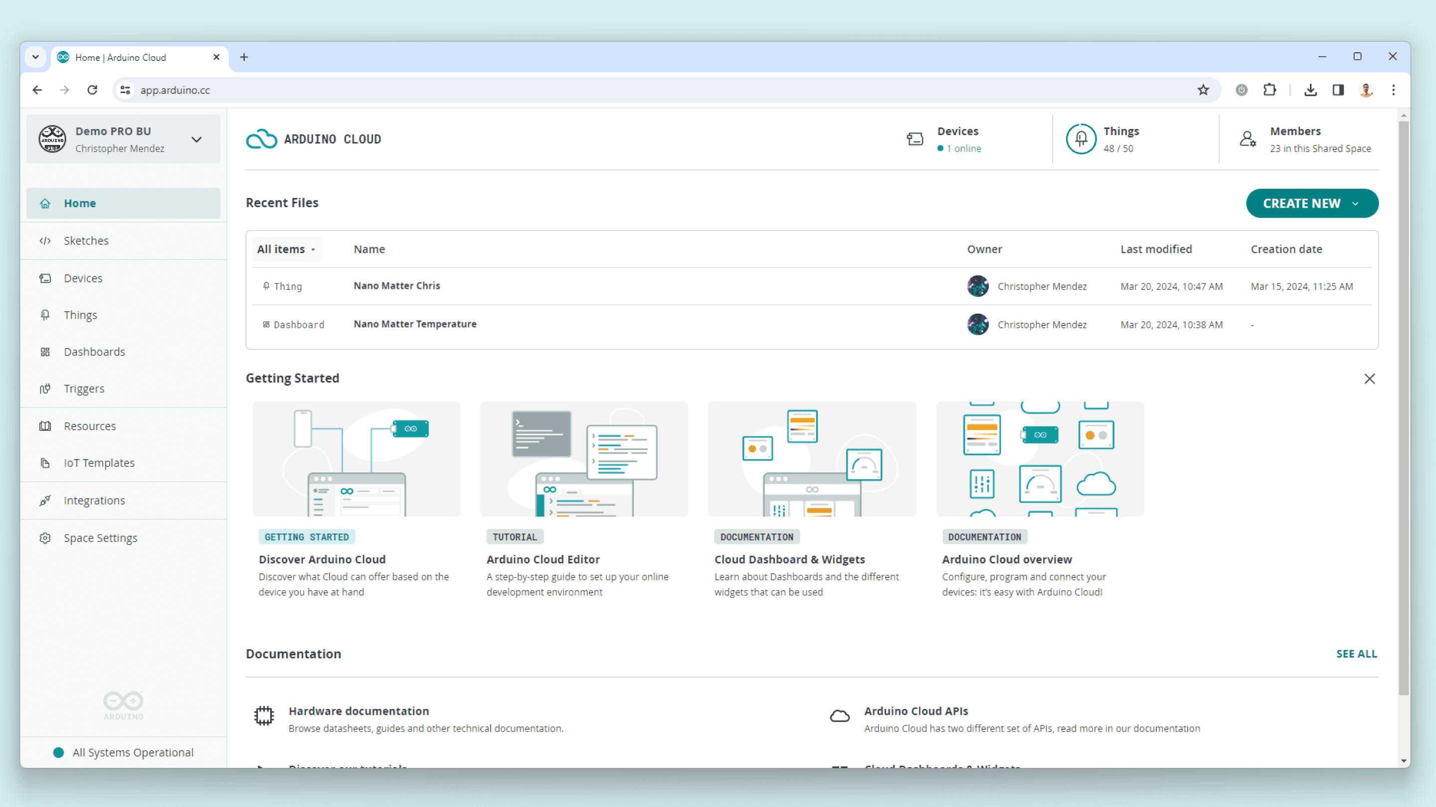 Read the QR code generated by the Nano Matter sketch, select the