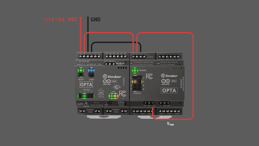 Example of wiring to use the PWM outputs
