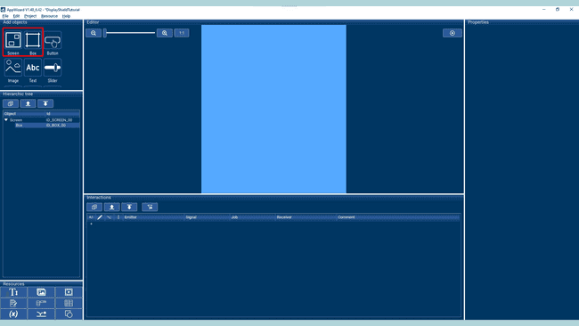 Screen and Box highlighted