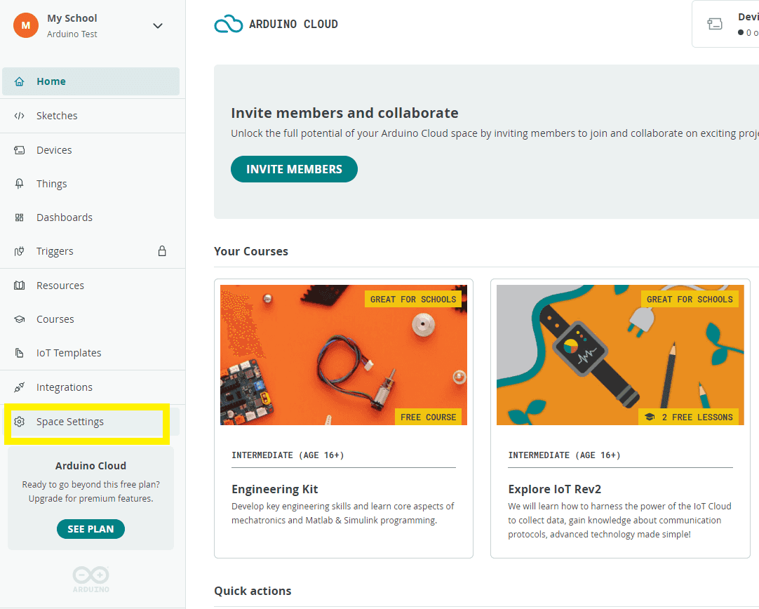 Shared space sidebar