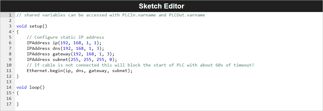 Portenta Machine Control Manual IP Configuration