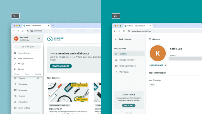 Retrieve Space ID from Arduino Cloud.