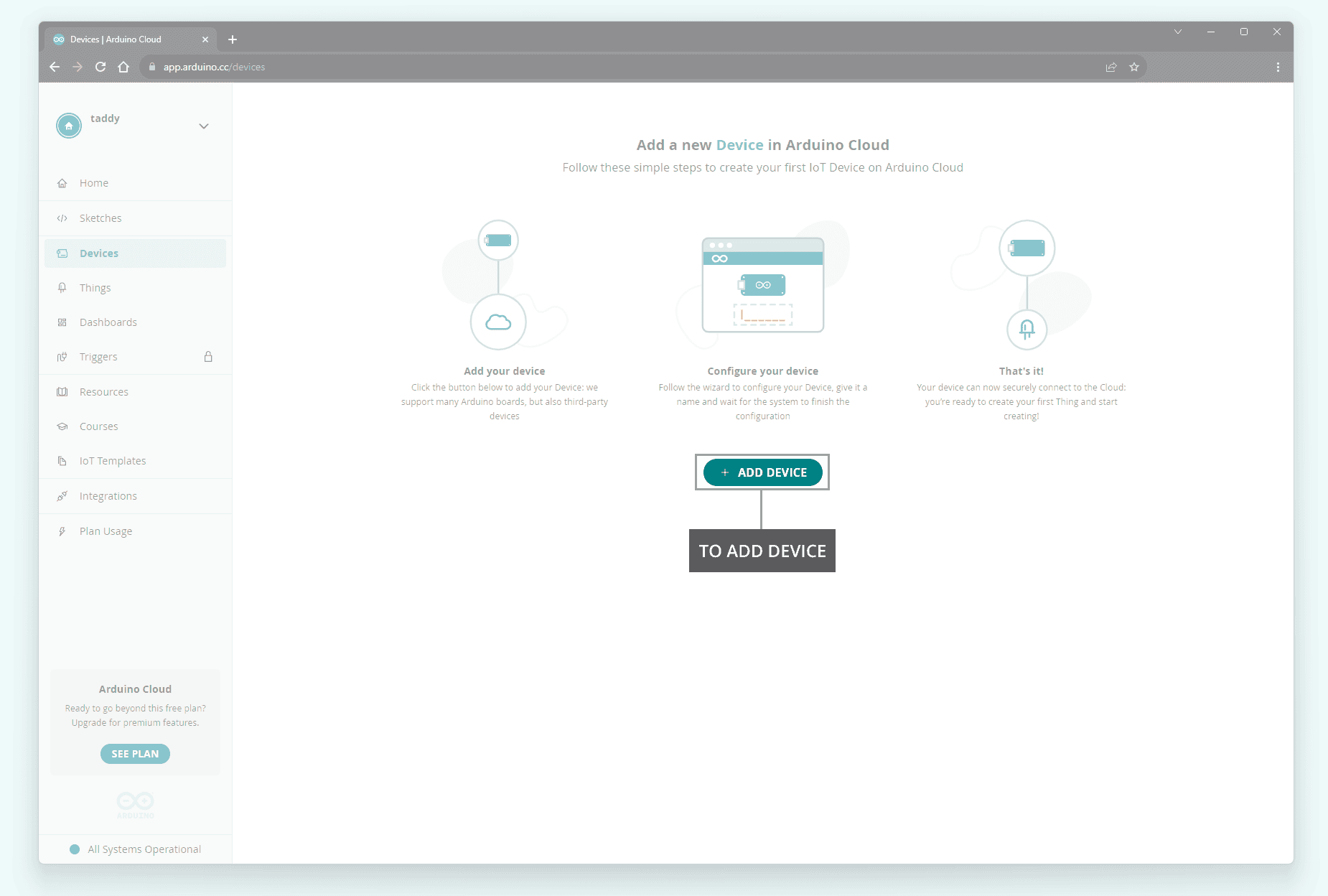 Arduino Cloud Devices Page