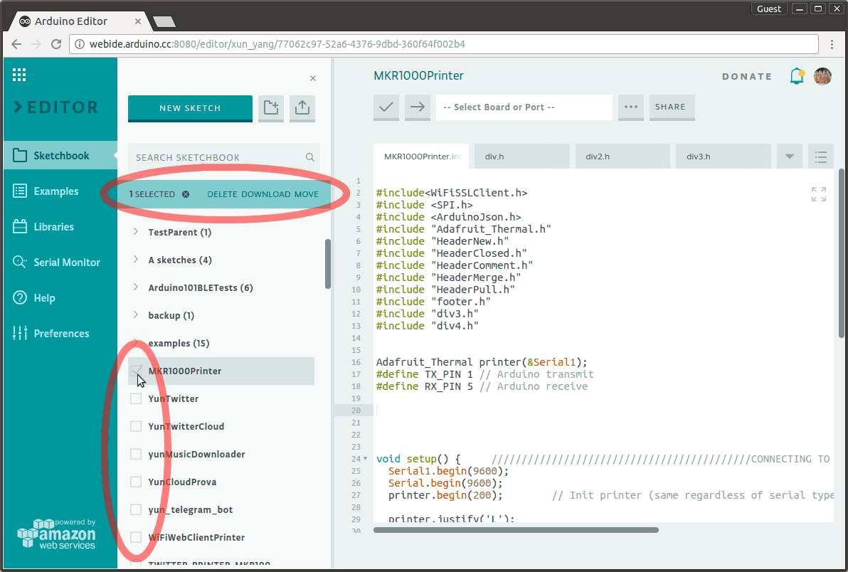 Act On Multiple Sketches At Once On The Web Editor Arduino Documentation