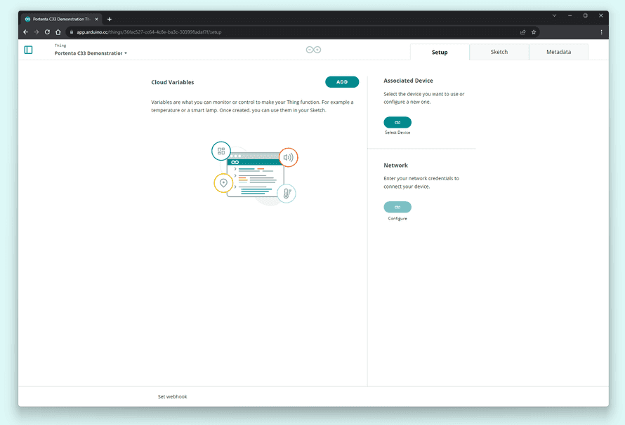 arduino cloud thing setup