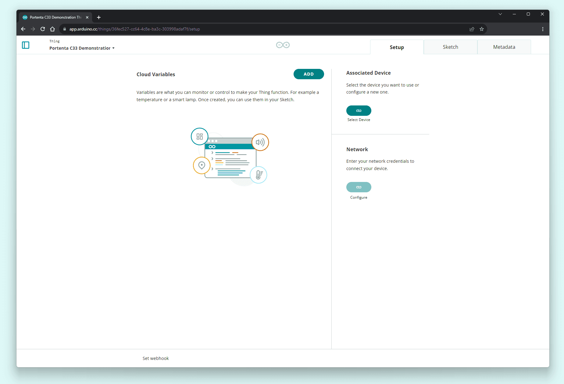 arduino cloud thing setup