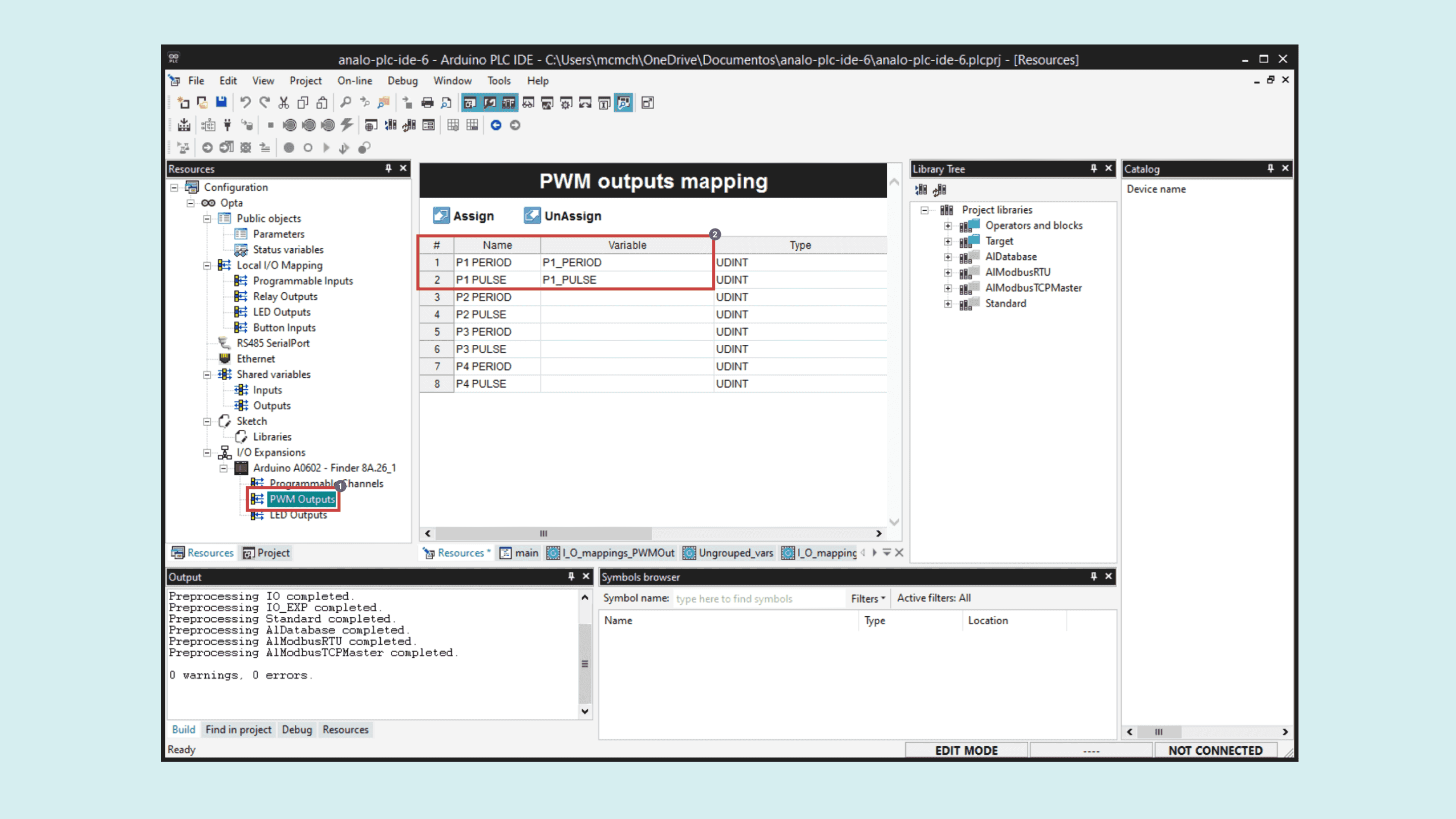 PWM output configuration