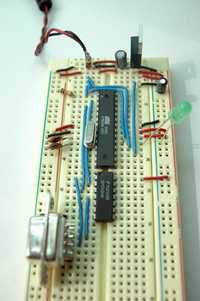 I made a programming header connector to connect to an AVRISP ...