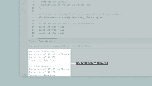 Enhanced example sketch output showing real-time anomaly detection