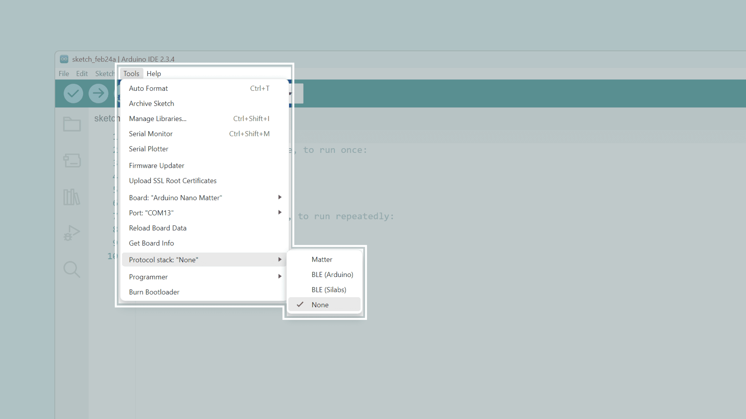 Protocol stack configuration