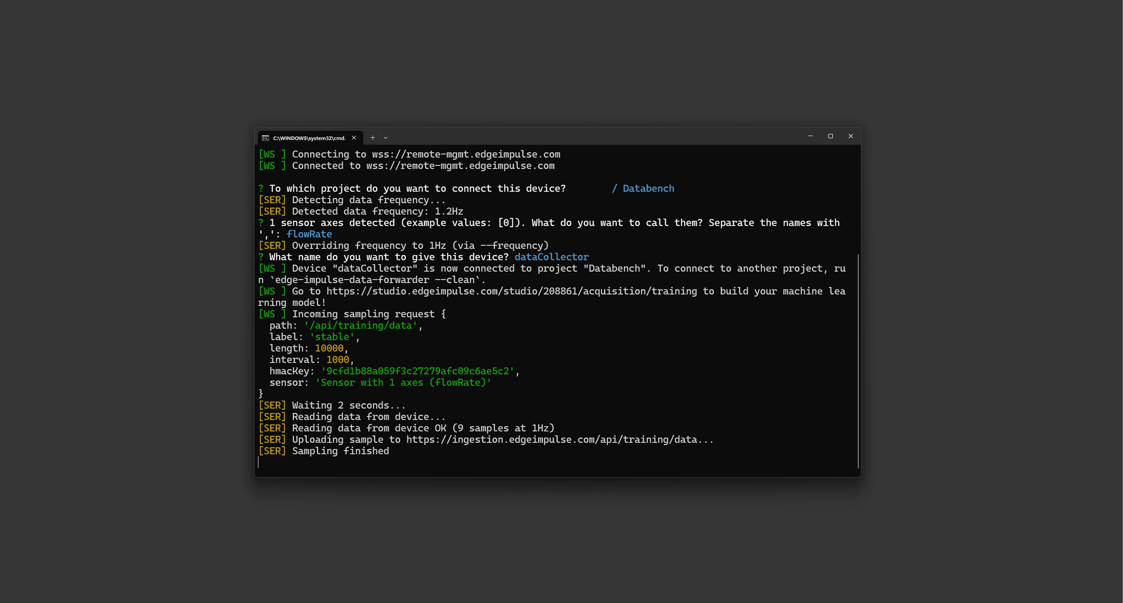 Data acquisition with Edge Impulse