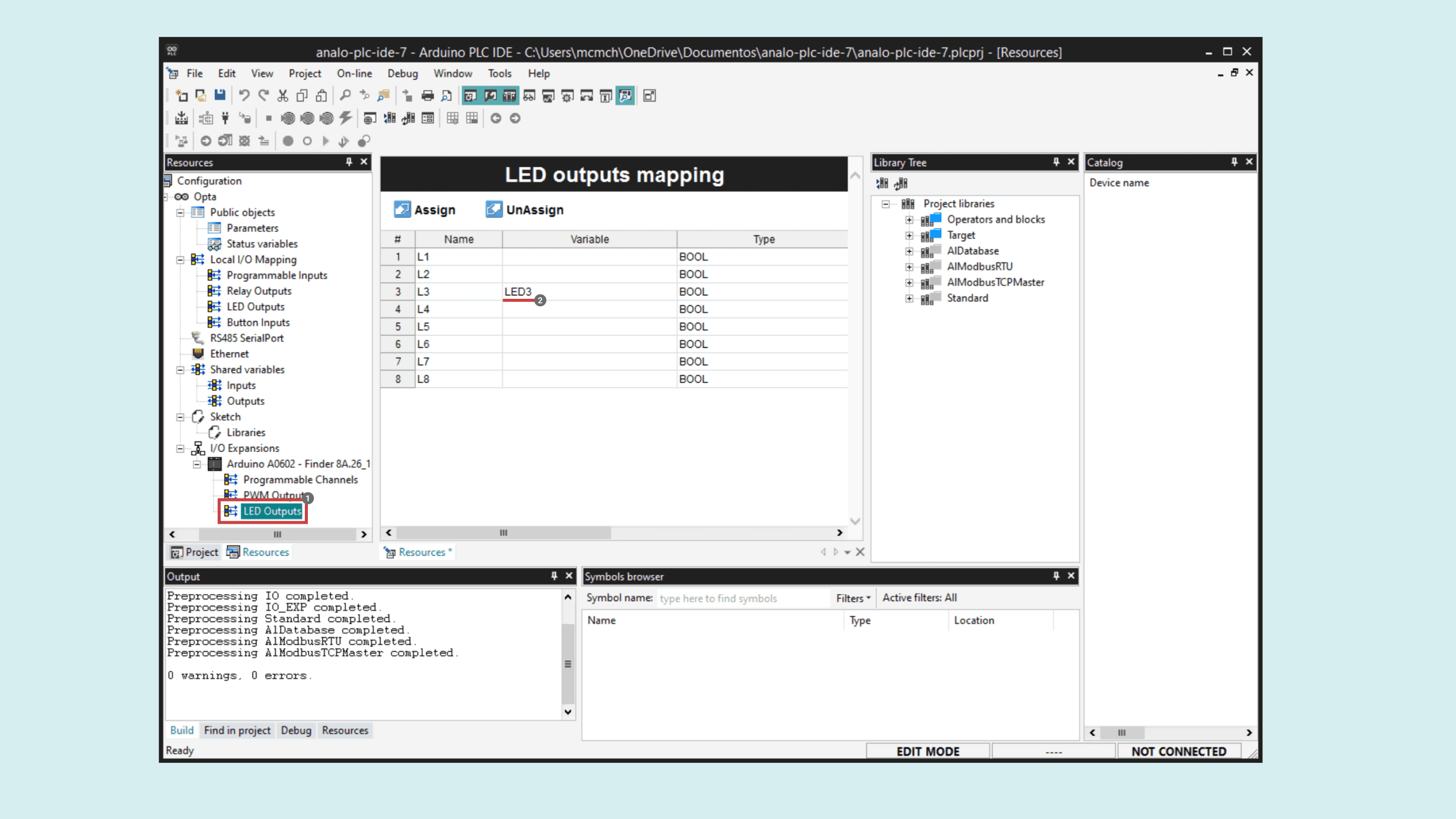 LED output configuration