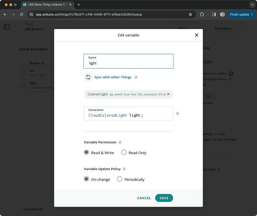 Variable Creation In Arduino Cloud 8443