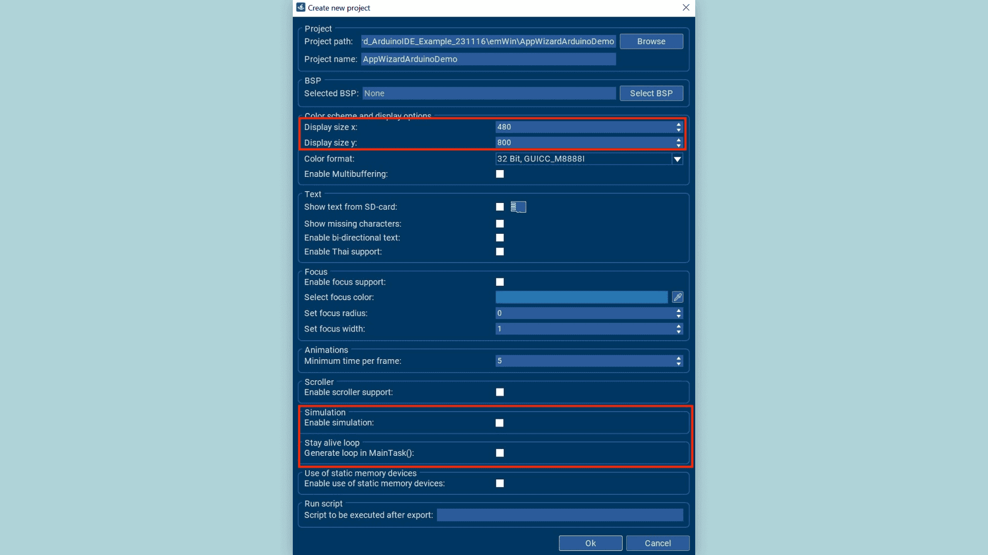 Create project settings