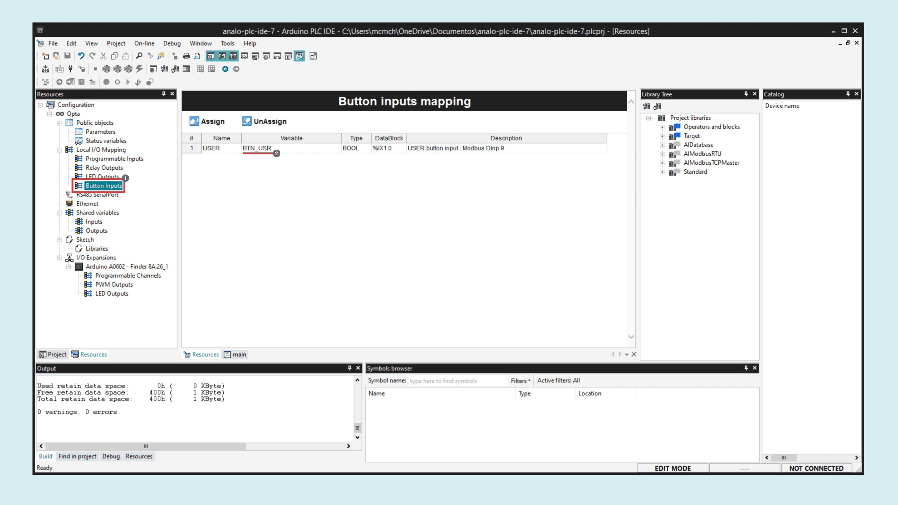 User button configuration