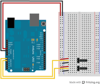 Place the potentiometers on the breadboard. On each pot, connect one side to ground, and the ...