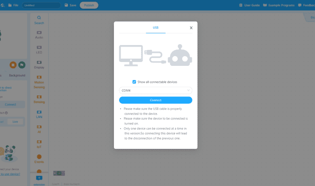 mblock COM port selection