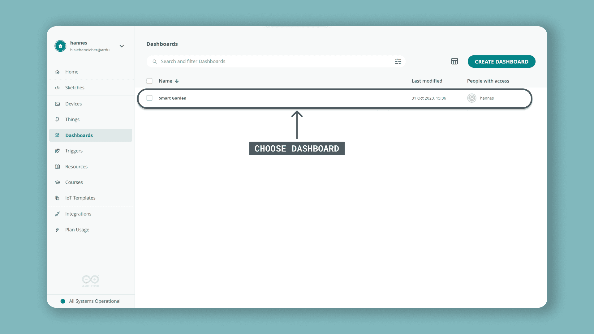 Sharing Dashboards | Arduino Documentation