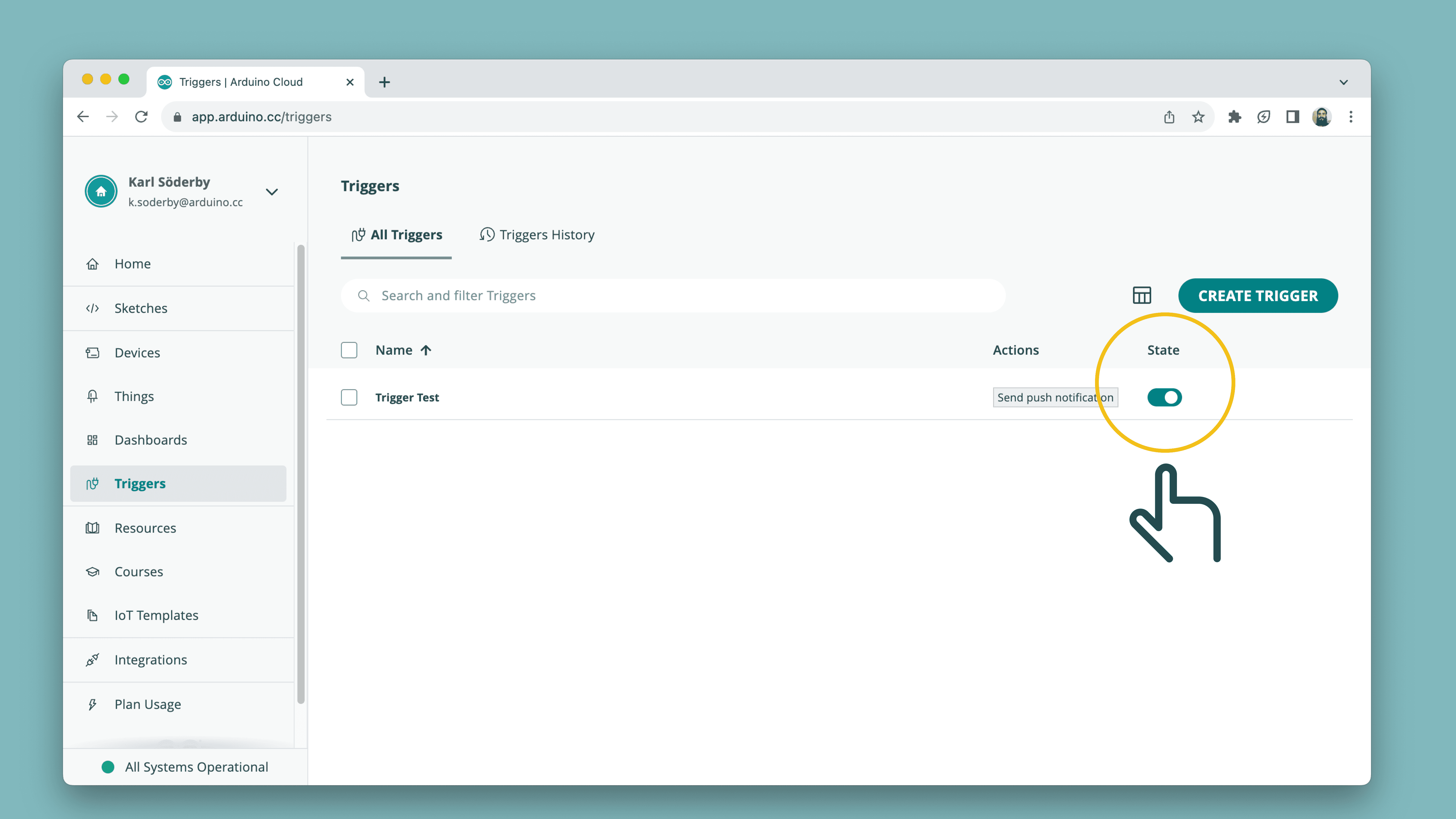 Turn ON/OFF triggers