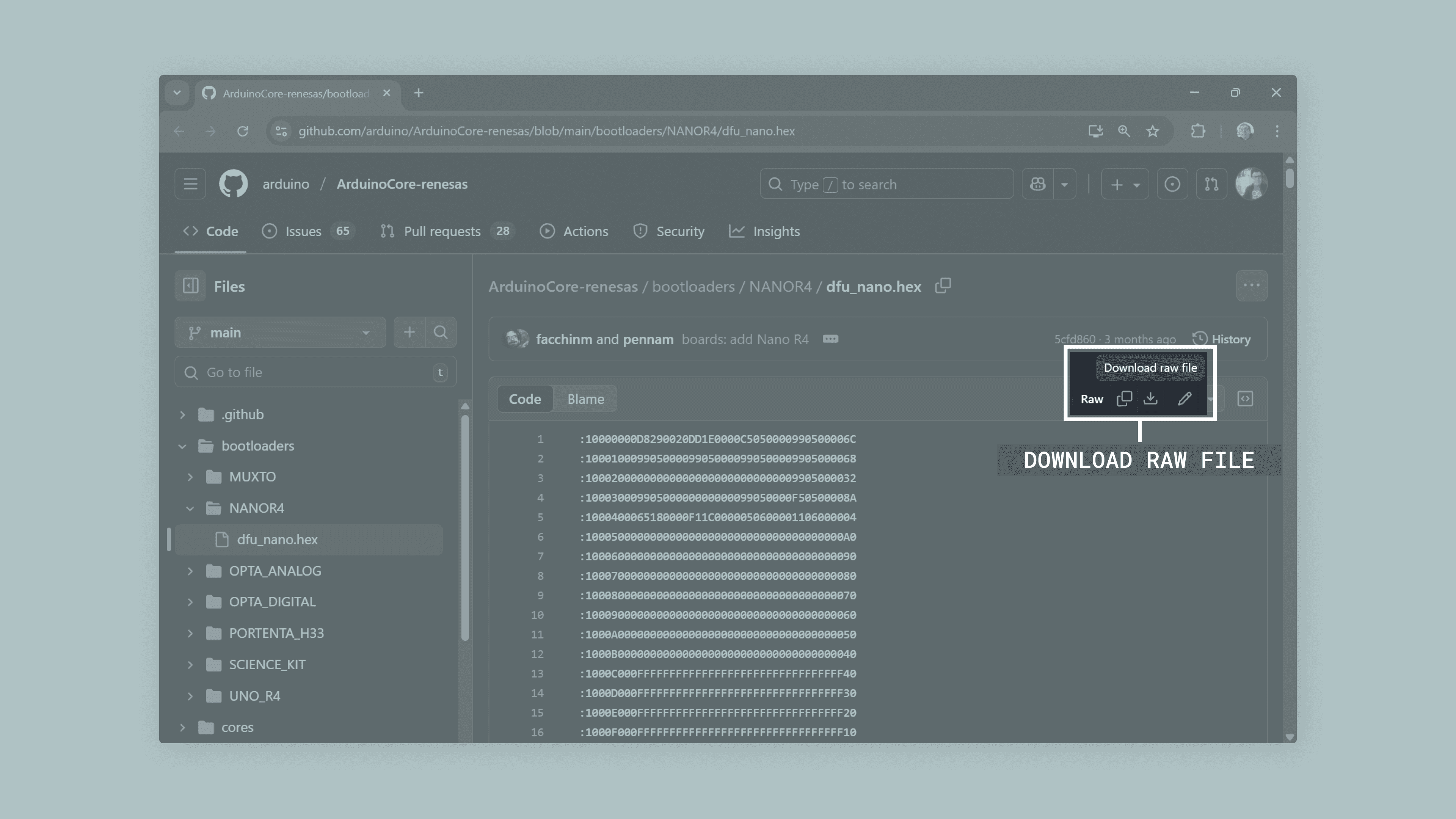 Bootloader file on the Arduino Renesas Core GitHub repository