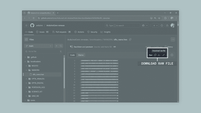 Bootloader file on the Arduino Renesas Core GitHub repository