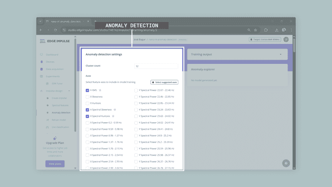 Anomaly detection on Edge Impulse Studio