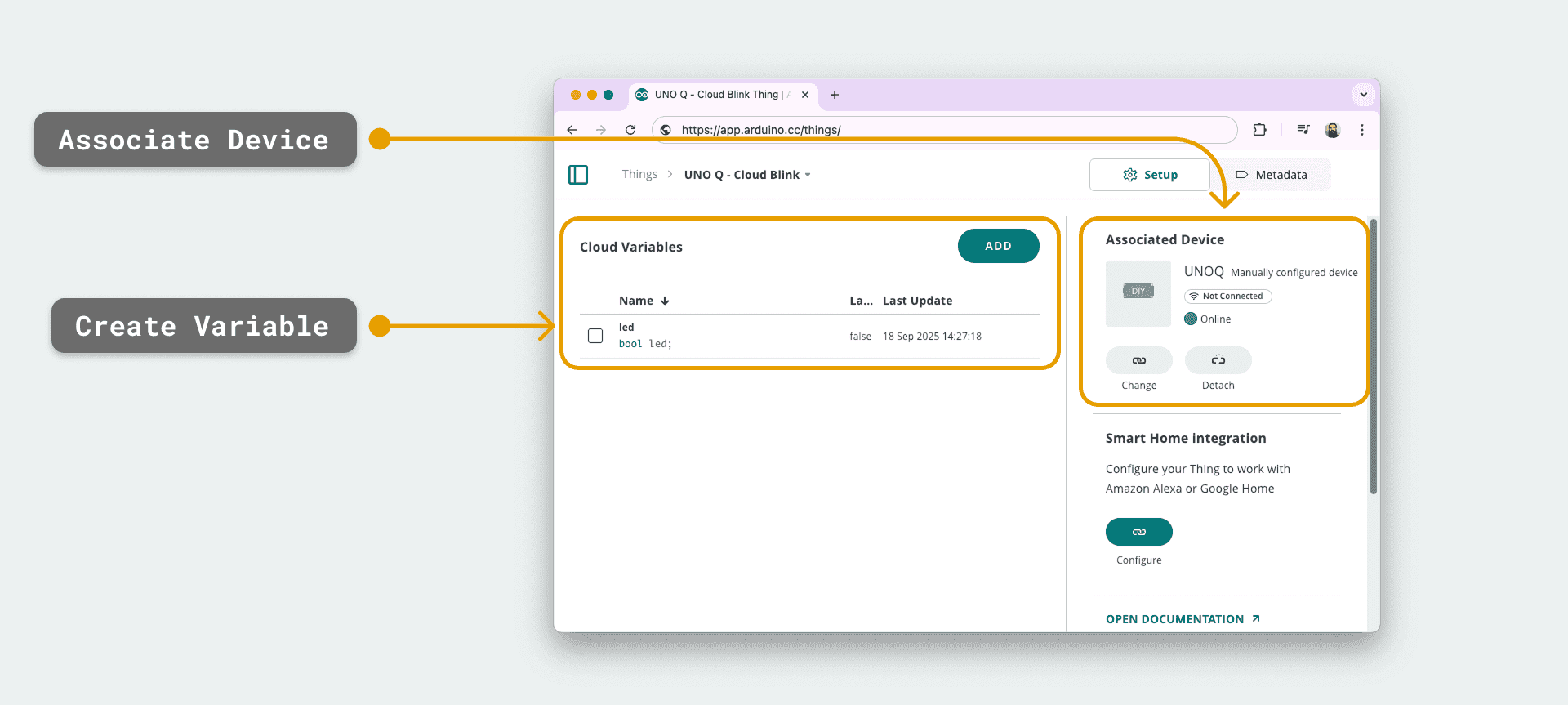 Program the UNO Q (Cloud Example)