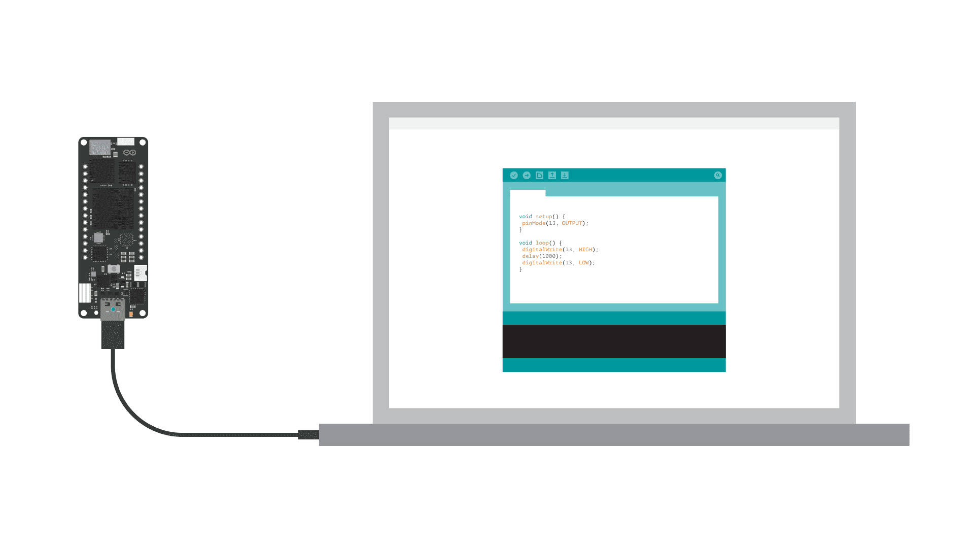 The Portenta H7 can be connected to the computer using an appropriate ...