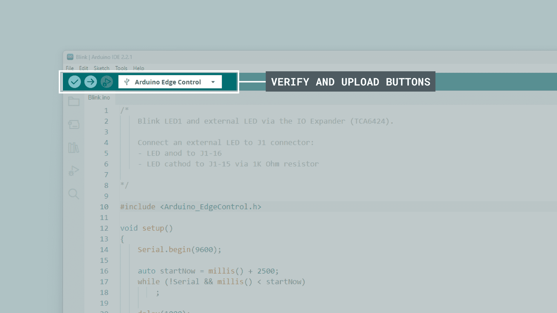 uploading a sketch to the edge control in the arduino ide