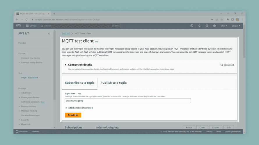 MQTT test client in AWS