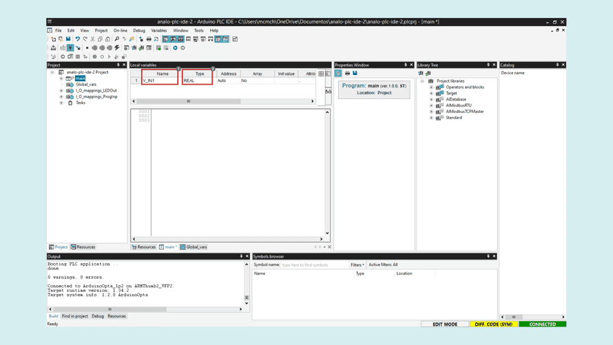 Set up local variable
