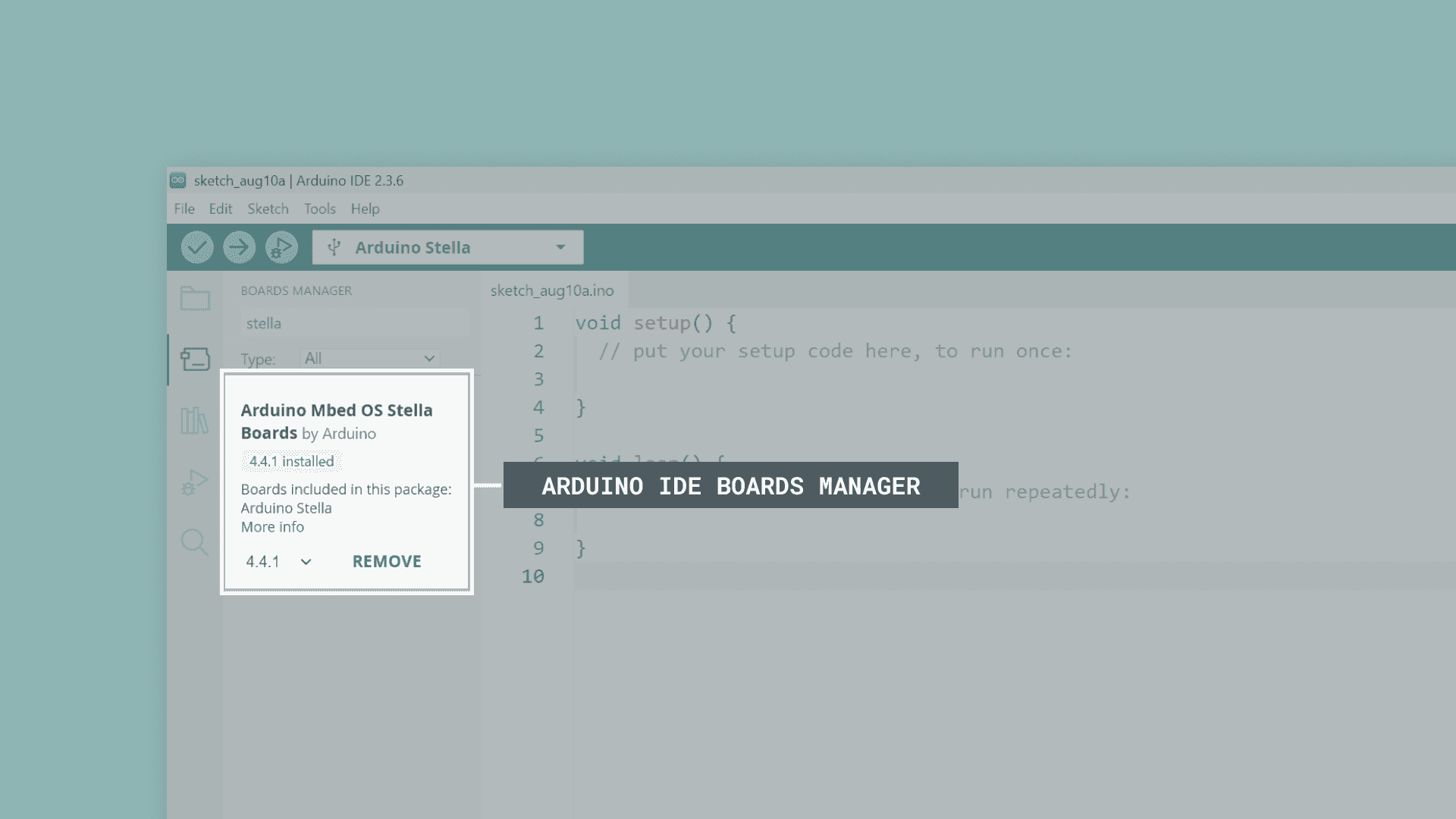 Boards manager on the Arduino IDE